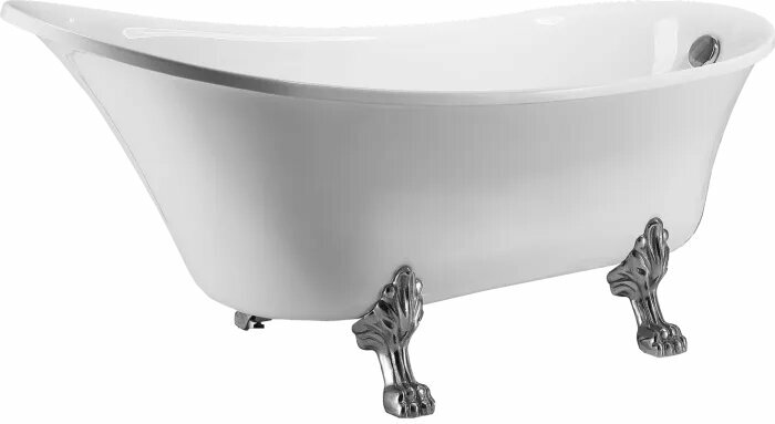 Акриловая ванна Grossman Retro GR-1002 160x70 см, отдельностоящая, белая, овальная, с каркасом, со сливом-переливом