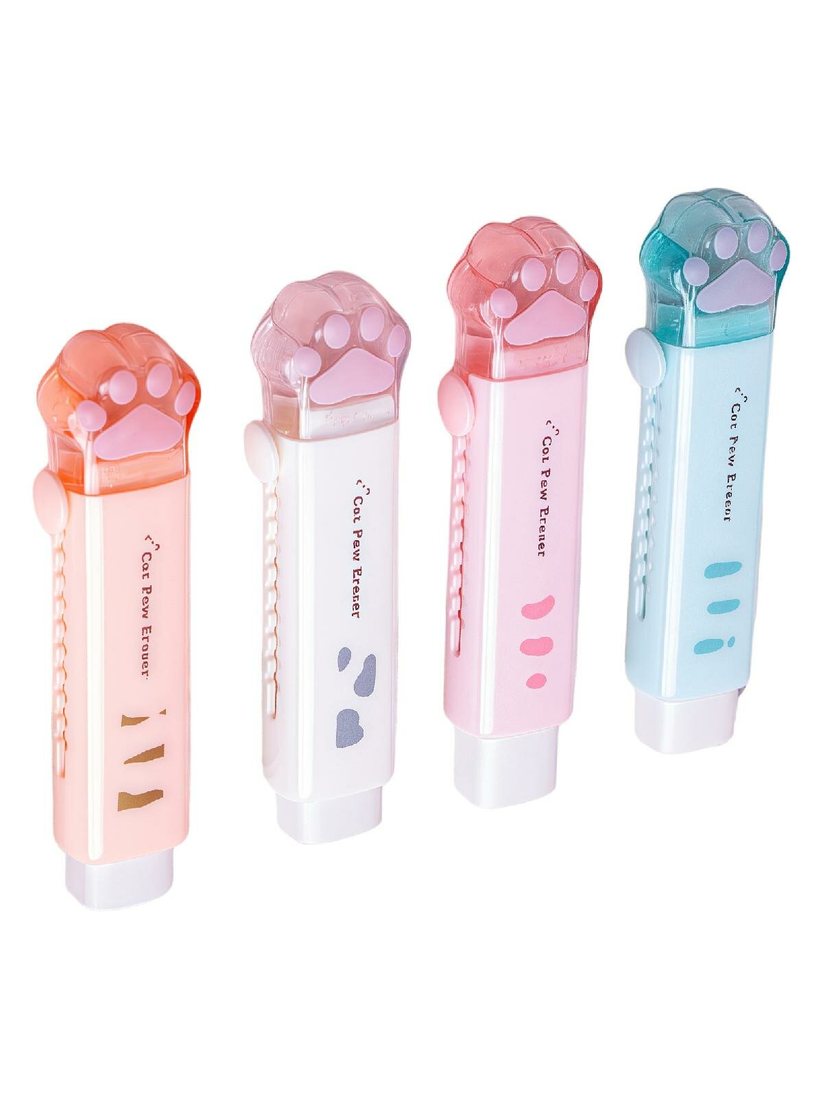 4шт Скользящие Резиновые Ластики Котенок Коготь Выдвижной Ластик для студента