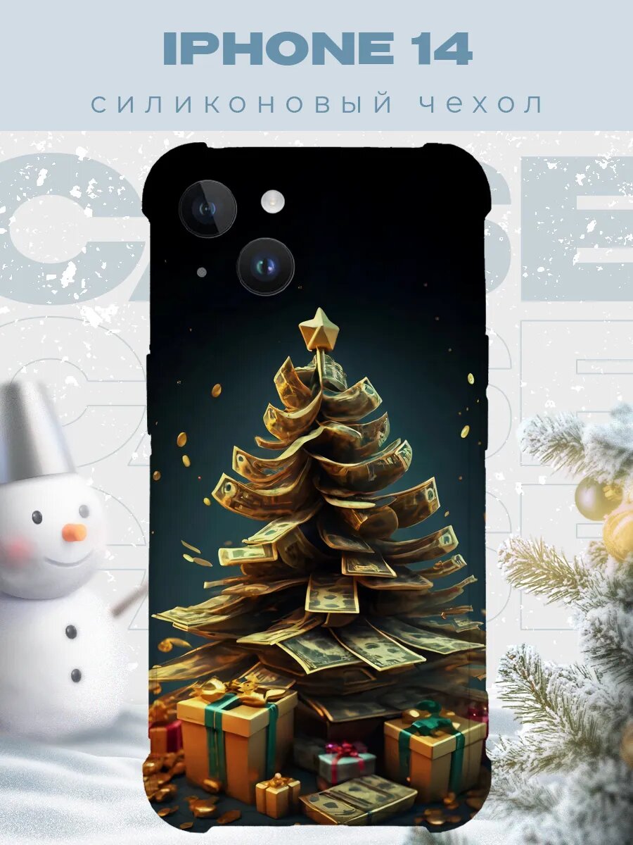 Новогодний чехол для телефона iPhone 14 елка