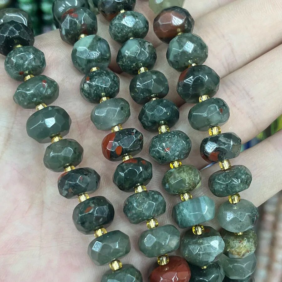 Натуральный африканский кровавый камень, дисковая бусина, граненые маленькие срезы, свободные бусины для изготовления ювелирных изделий, ожерелье, браслет, 15 дюймов, 7-10 мм