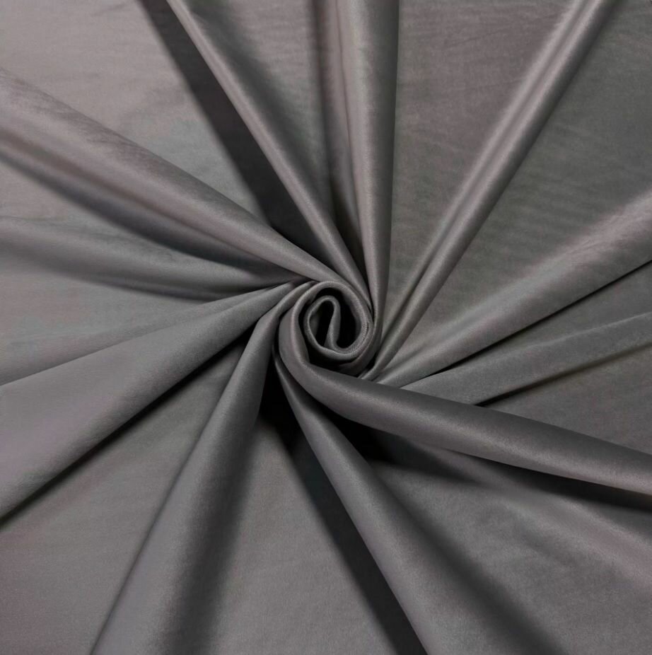 Ткань бархат для рукоделия, цвет серый, ширина 200 см, цена за 10 см