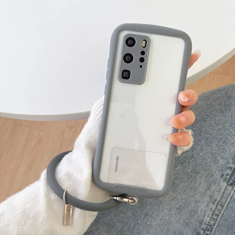 Чехол полной защиты для Huawei P30 Pro с прозрачным материалом и анти-скользящим покрытием, цвет серый, долговечная