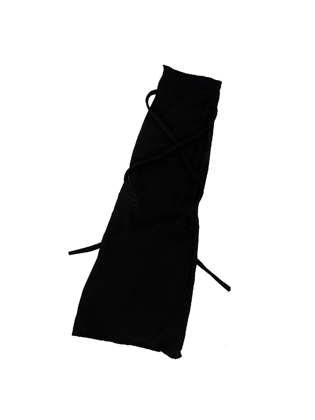 Женские вязаные удлинённые гетры с завязками, Черный