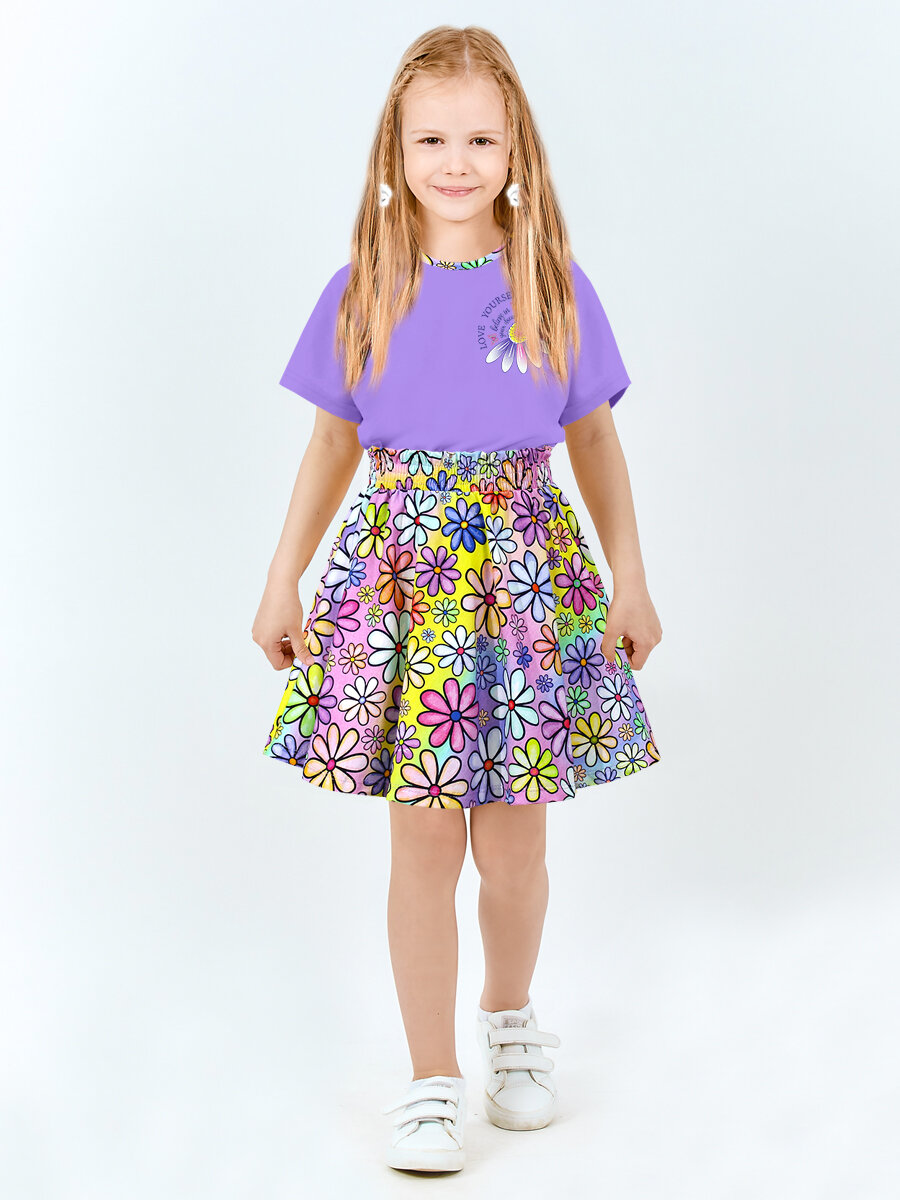 Комплект одежды для девочки с юбкой в садик хлопок