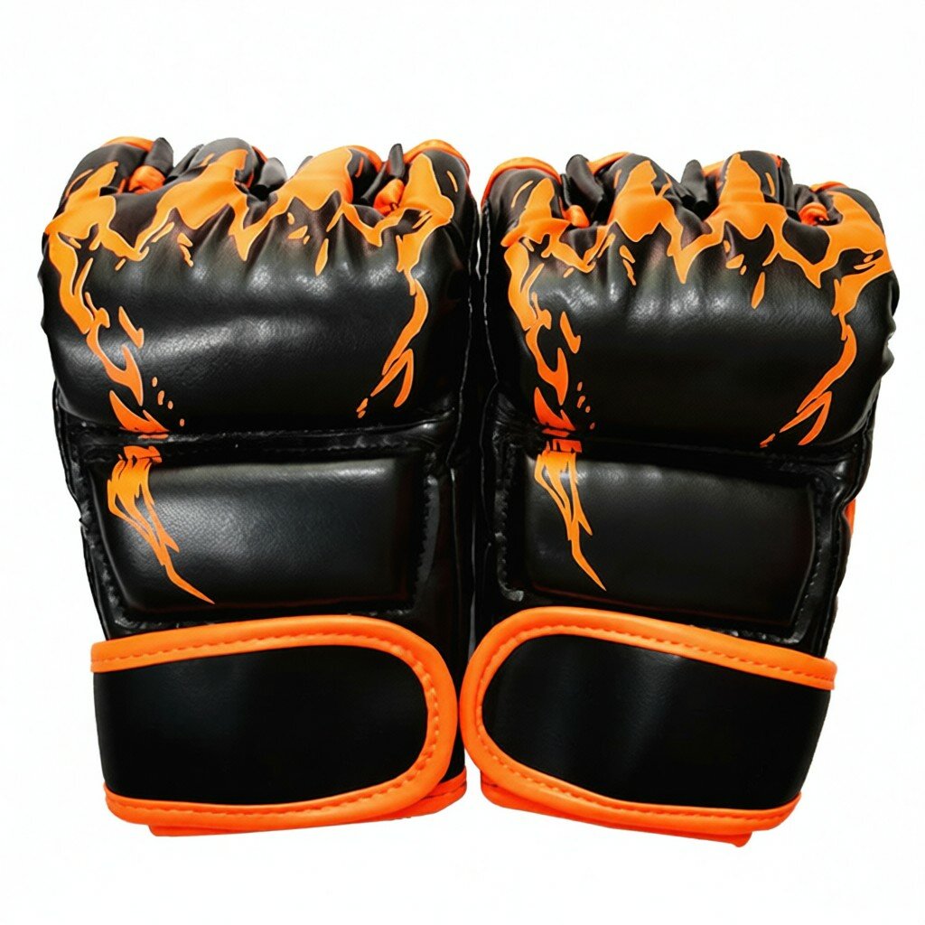 Полу пальчатые боксерские перчатки для ММА, тренировки, бокса, таеквандо, самбо, кикбоксинга, спарринга, грэпплинга, боевых искусств, тайского бокса, Größe 23*14*4 см, вес 200 г, материал ПУ+ЭВА, цвет белый и красный / черный и зеленый / черный и