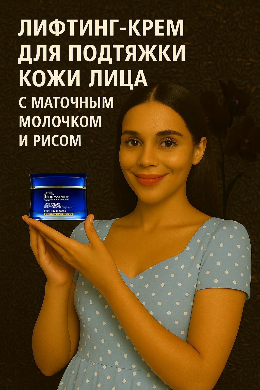 Лифтинг-крем Bio essense омолаживающий, увлажняющий для подтяжки лица с ферментированным рисом, маточным молочком и экстрактом черной орхидеи, 50 мл