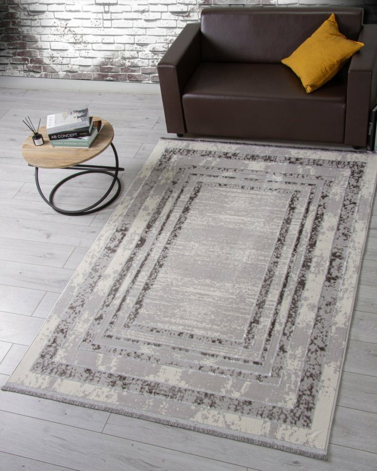 Ковер 1634G - GREY / GREY - Прямоугольник - коллекция LORA (2.4 х 3.4 м)
