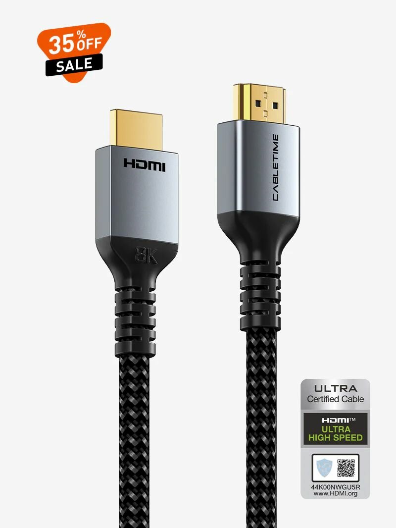 Кабель CABLETIME CH11P, HDMI 2.1, 5м, чёрный / Dynamic HDR /