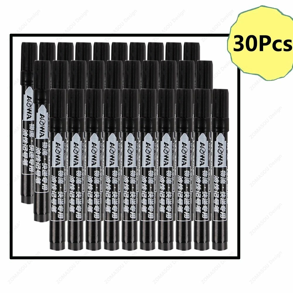 Водостойкие маркеры для металла и стекла Черный, 30Pcs Black