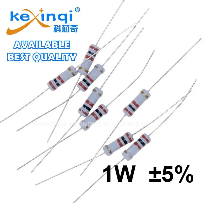 (20 шт.) Постоянные резисторы Kexinqi из углеродной пленки 1 Вт 5% 0,1R-10M 1.5R