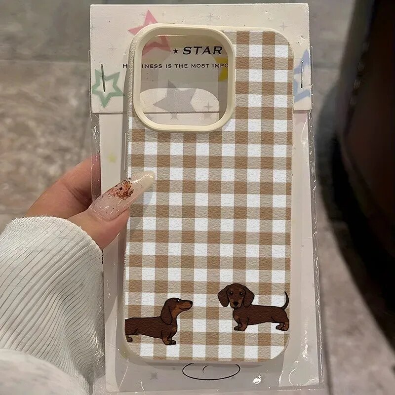 Черный чехол из мягкого ТПУ с узором в горошек и таксой для iPhone 17, Style 4, For iPhone 15 Plus