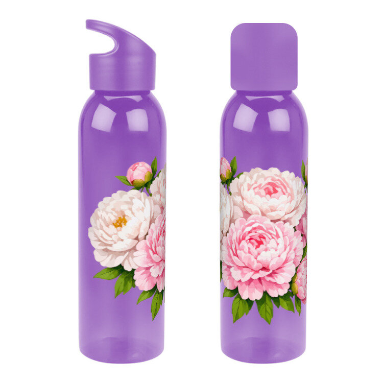 Бутылка для воды «Пионы цветы» (фиолетовый)