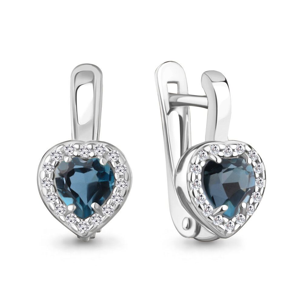 Серьги, серебро, 925 проба, фианит, Лондон топаз