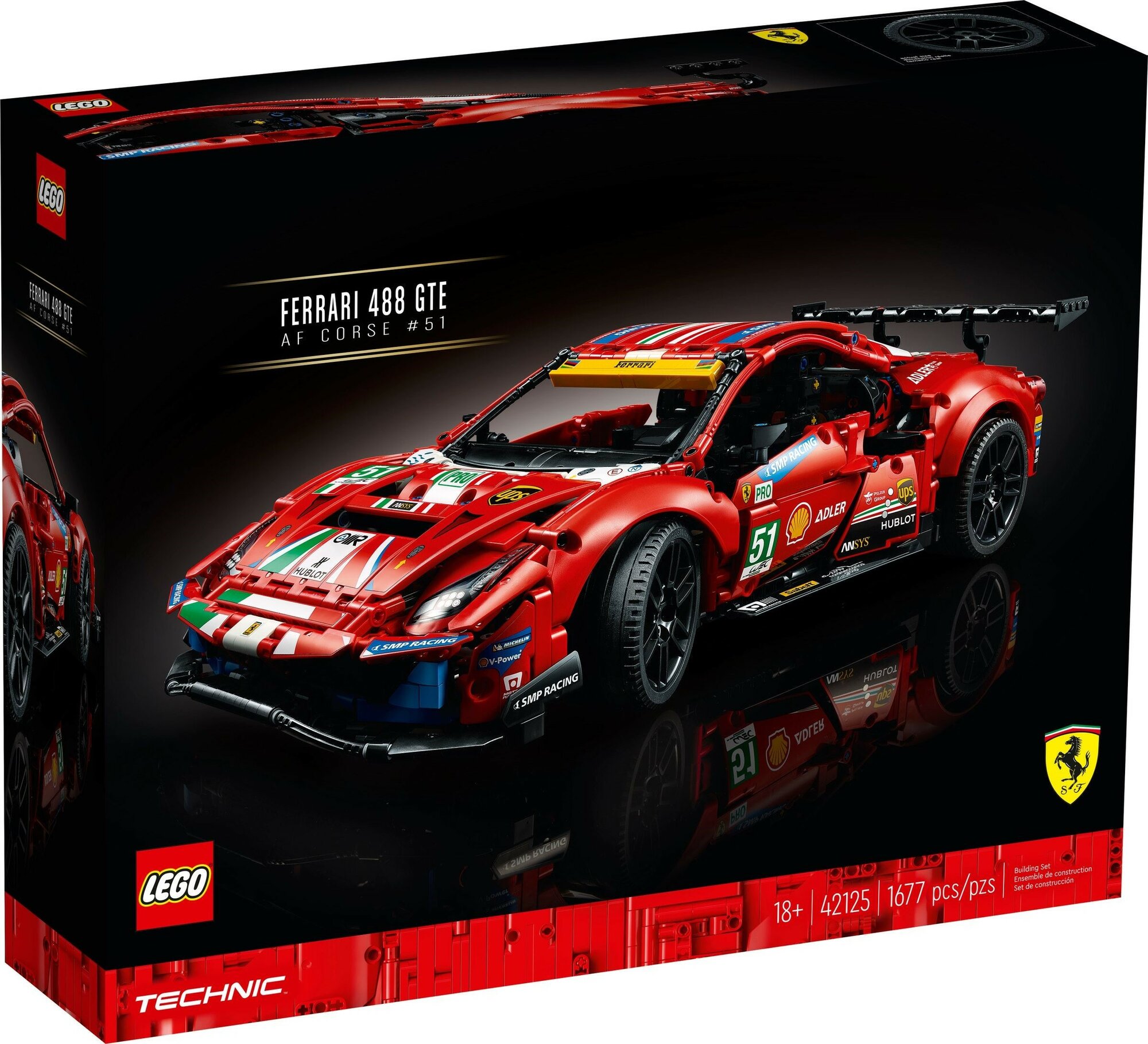 Конструктор LEGO Technic 42125 Ferrari 488 AF Corse, 1677 дет, полимер, возраст 18+