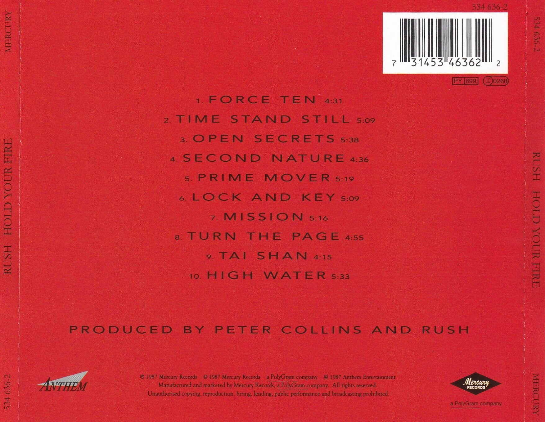 Rush - Hold Your Fire, 1987, 8-page, CD-Аудио — фото 1
