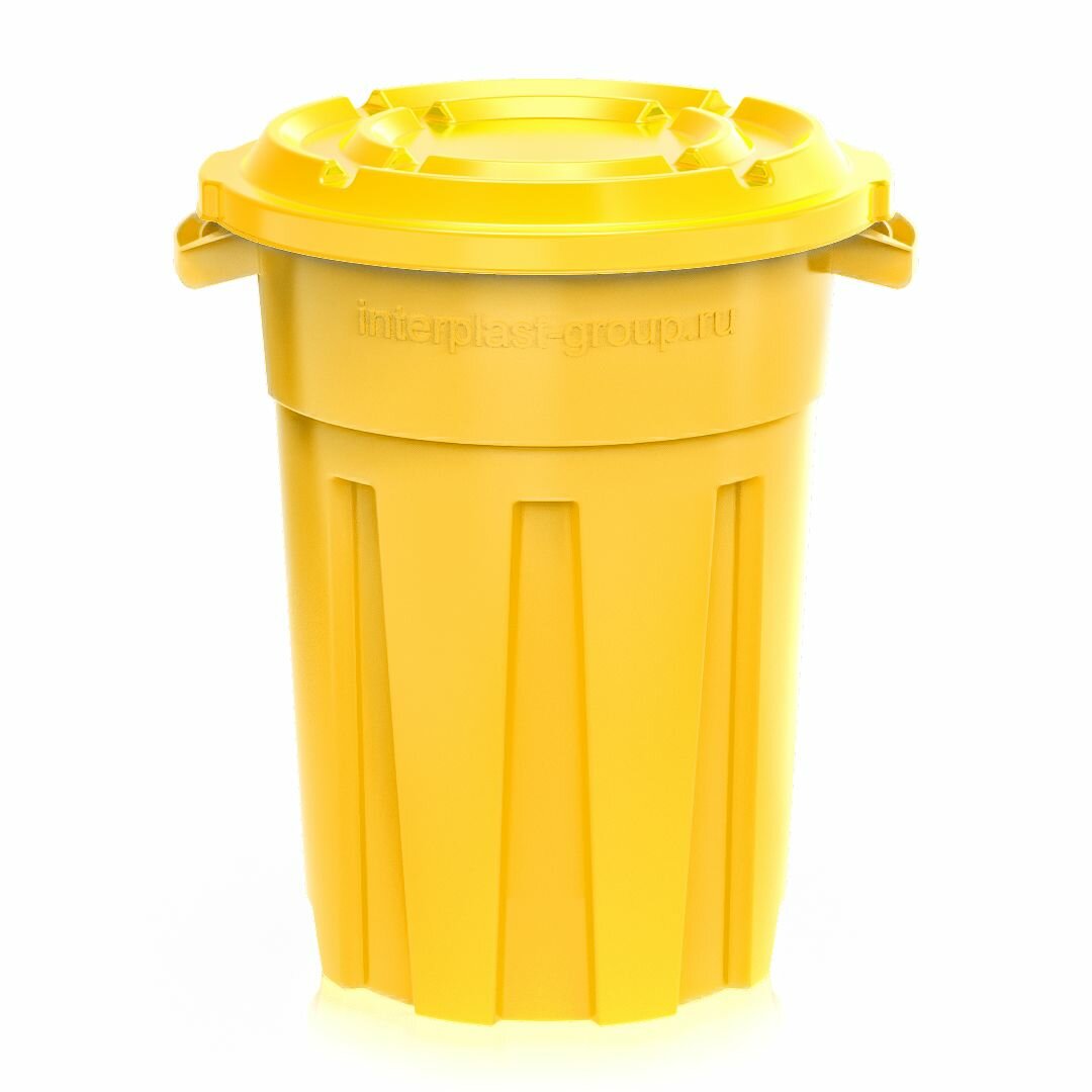 Контейнер для мусора (бак) универсальный с крышкой 80 л, желтый