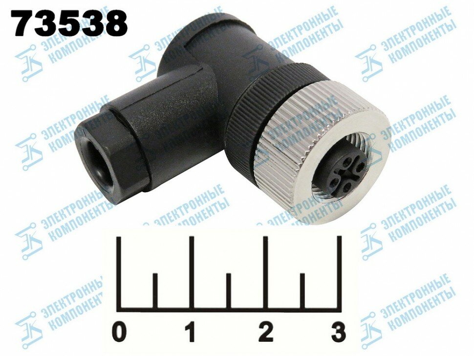 Разъем 5pin гнездо влагозащищенный на кабель угол IP67 M12 PG7