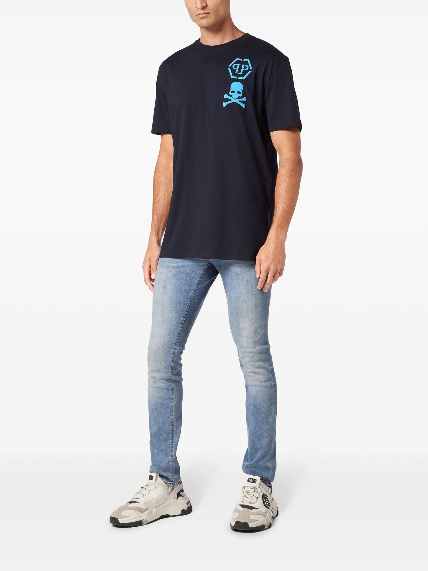 Футболка PHILIPP PLEIN SS Skull&Bones, размер 56, blue — фото 1
