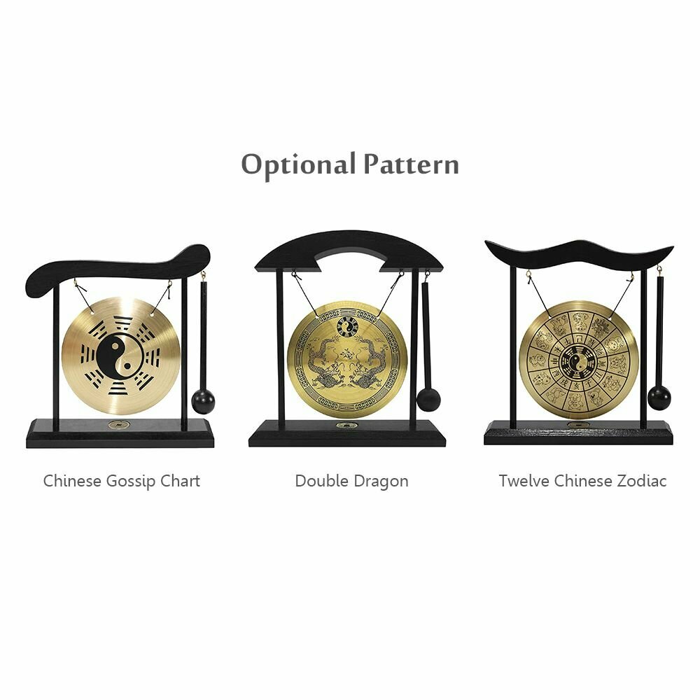 Миниатюрный настольный ударный инструмент Гонг с колотушкой, символом тайцзи-дракона, настольный декор для офиса и дома, подарок на новоселье
