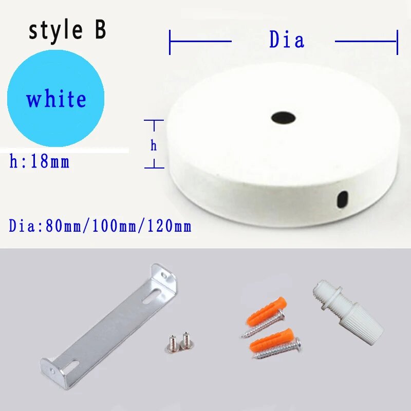 Потолочная пластина для светильника Белый, style B, Dia 80mm