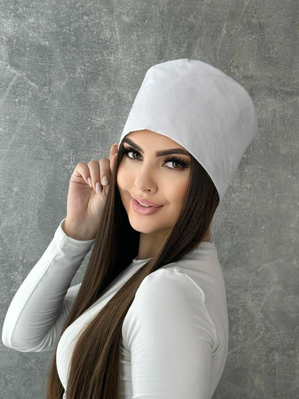 Рабочая шапочка SPECMED-ODEGDA на завязках, с резинкой, хлопок, полиэстер, унисекс, белая, размер единый