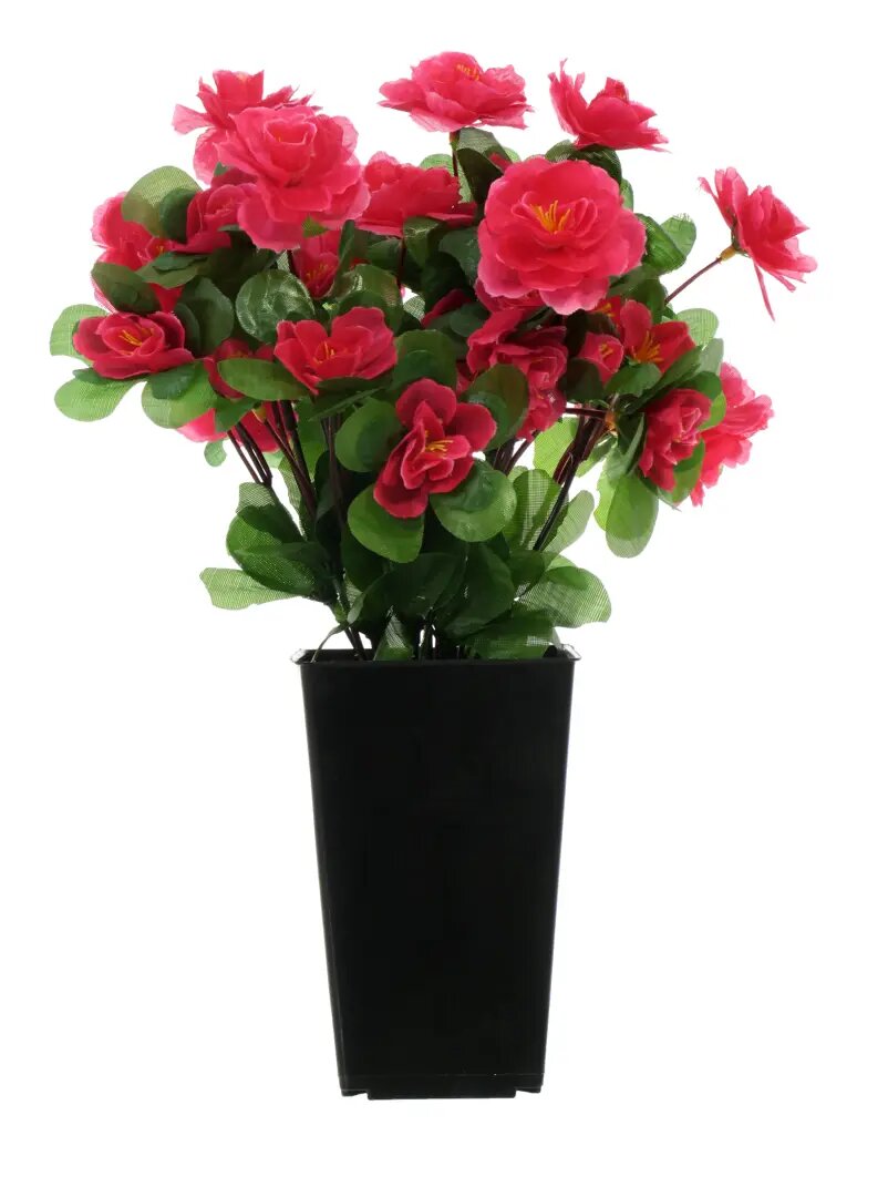 Искусственное растение в горшке азалия h30 см цвет малиновый