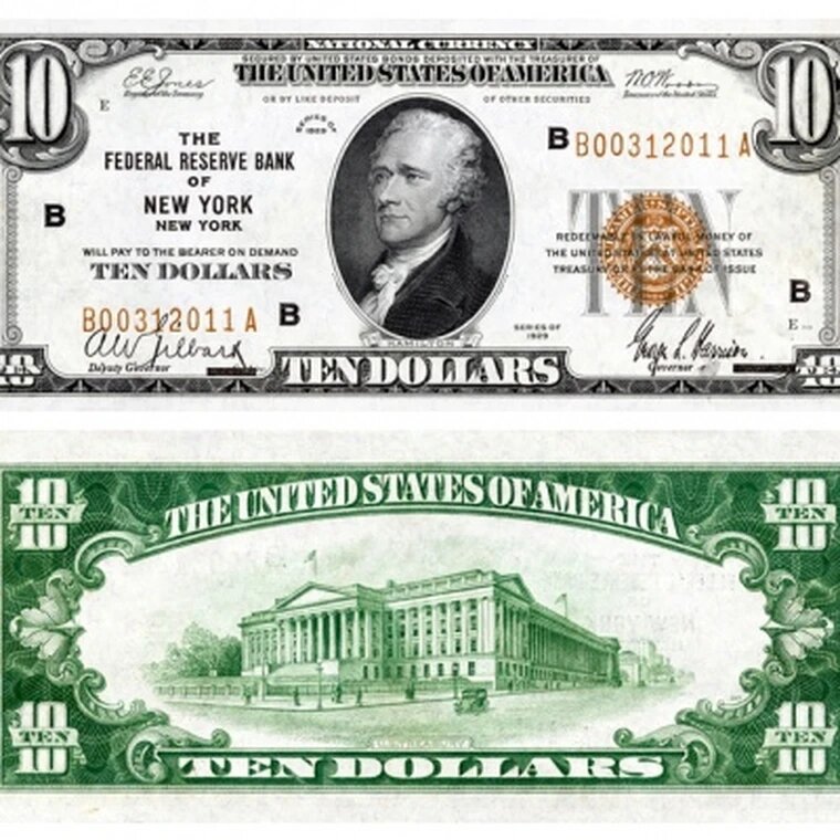 10 долларов 1929 года США, сувенирная копия, банкноты и купюры редкие коллекционные