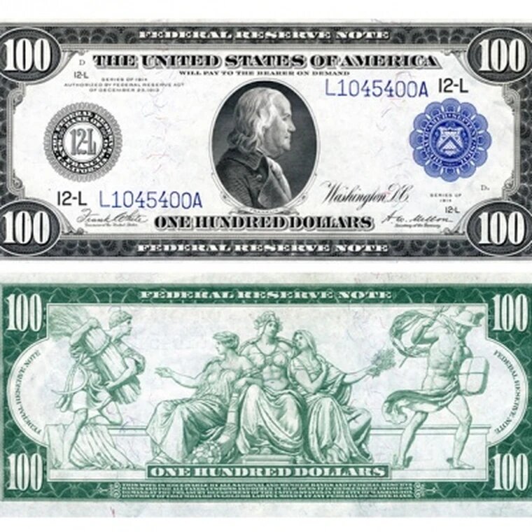 США 100 долларов 1914 года тип 12L, сувенирная копия, банкноты и купюры редкие коллекционные