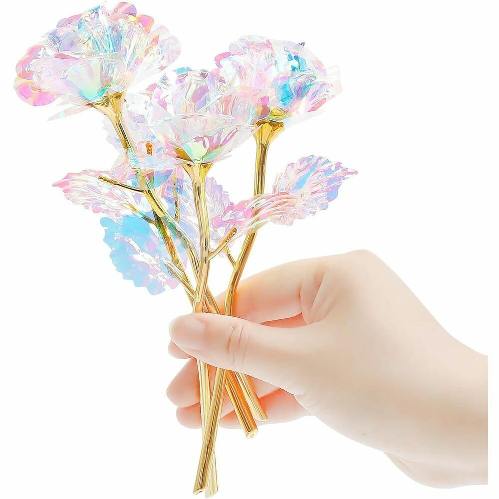 Хрустальные розы ручной работы для подарка и декора 5 изящных цветов в наборе