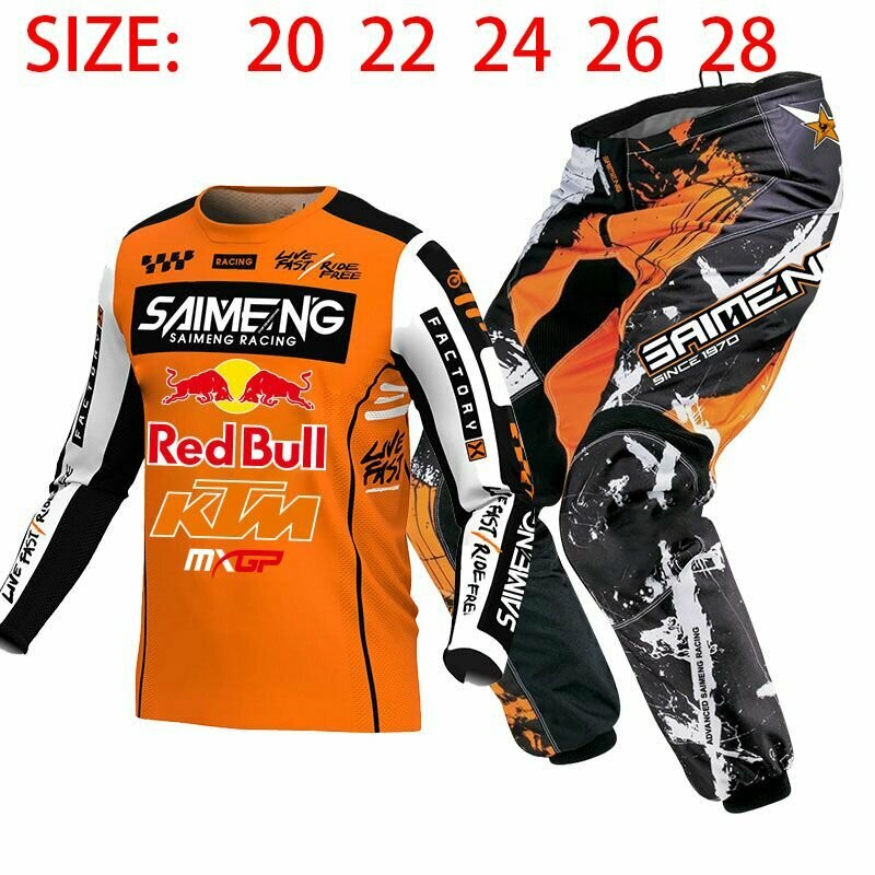 Новый 2024 ребенок Red Bull гоночный костюм мотокросс Джерси и штаны MX ATV Dirt Bike Gear Set мотоциклетная одежда mtb enduro