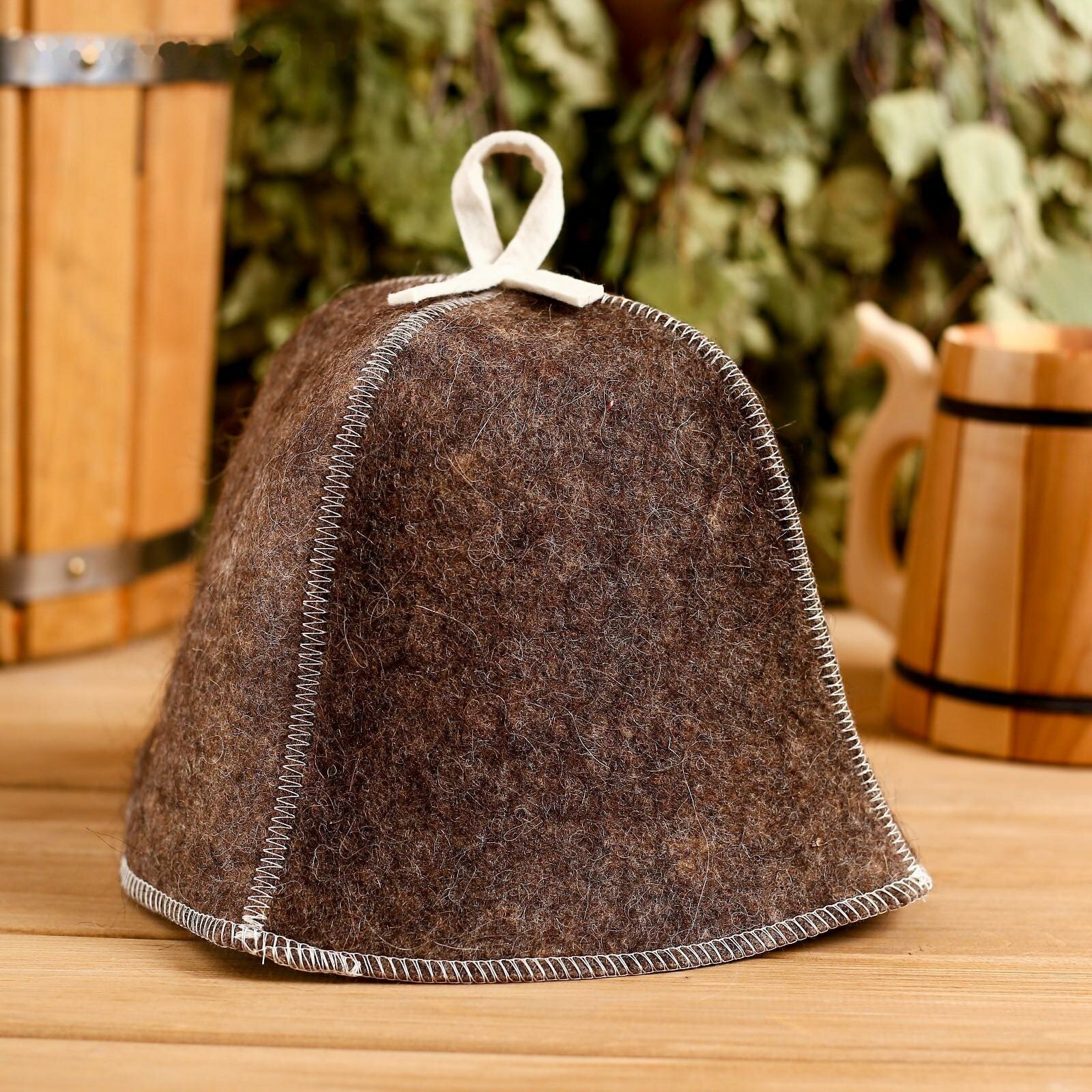 Колпак для бани серый, русский войлок, 100% наша шерсть