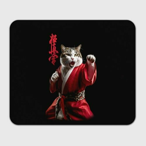 Кот боец каратэ киокушинкай Коврик для мыши