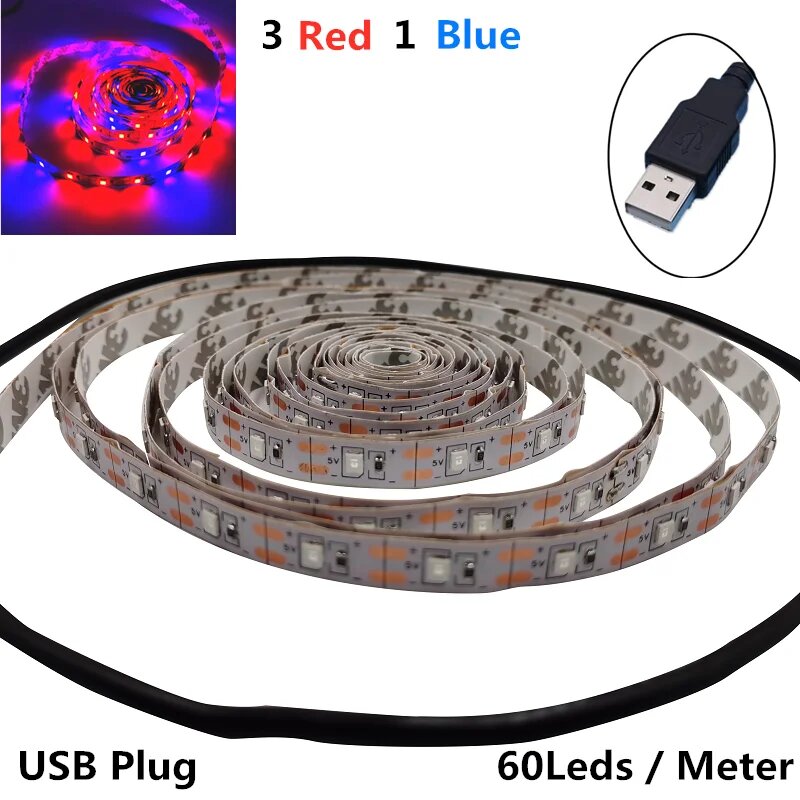 USB светодиодная лента 3 Red 1 Blue, 1M, 60Leds