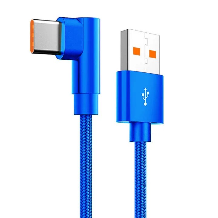Кабель USB Type-C, 66 Вт, 90 градусов, 6 А, быстрая зарядка для Xiaomi, Samsung, Huawei, Кабели USB C для быстрой зарядки, угловой игровой кабель Type-C