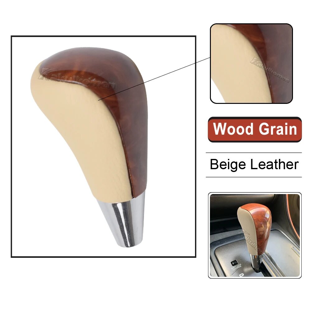 Ручка переключения передач AT, автомобильная ручка рычага переключения передач, Wood-Beige Leather