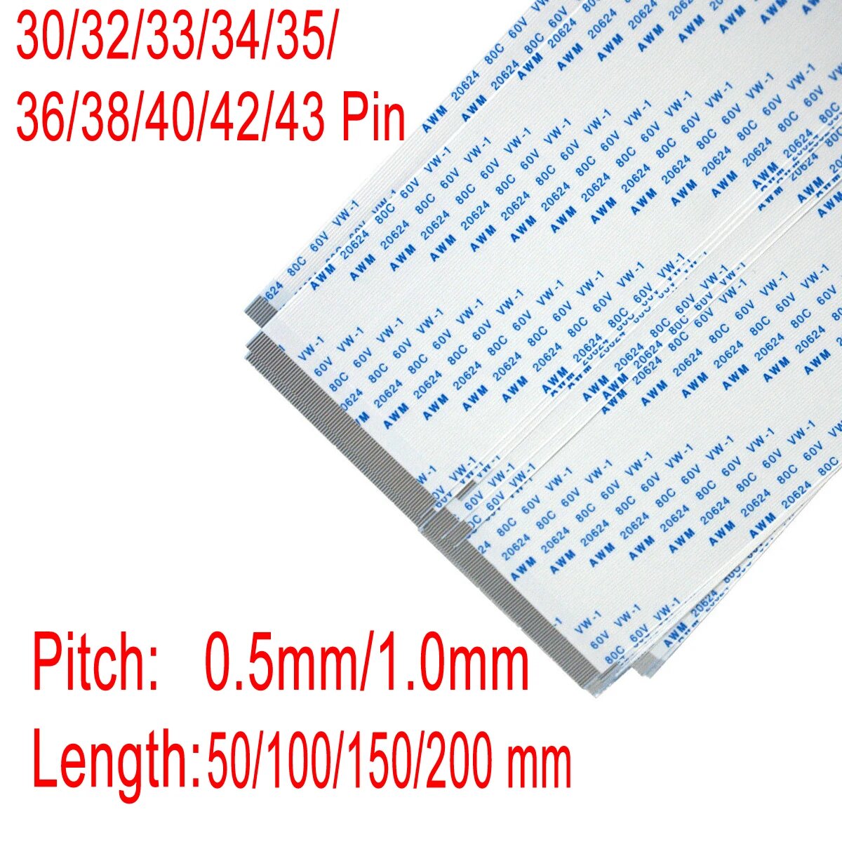FFC FPC гибкий кабель NJY TOUCH тип A/B 0,5 мм 1,0 мм шаг 5/10/15/20 см 30P, Type A(Same), 1.0mm Pitch, 150mm