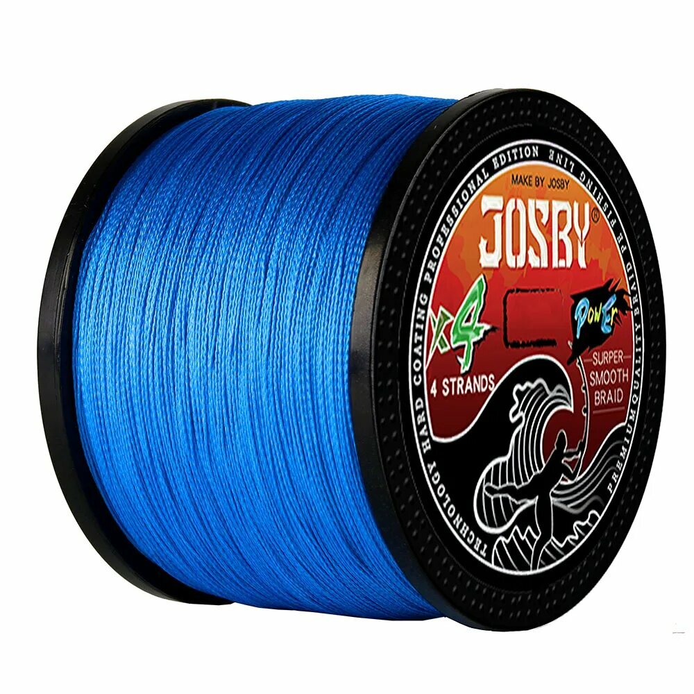 JOSBY Плетенная леска 4 нити 1000 м Синий, 300M 60lb 0.4mm, x4-Blue
