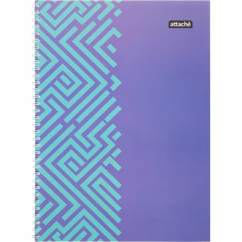 Attache Тетрадь общая Греция Голубой-Фиолетовый, клетка, А4, 60 листов, 65 г, гребень, Вд-лак