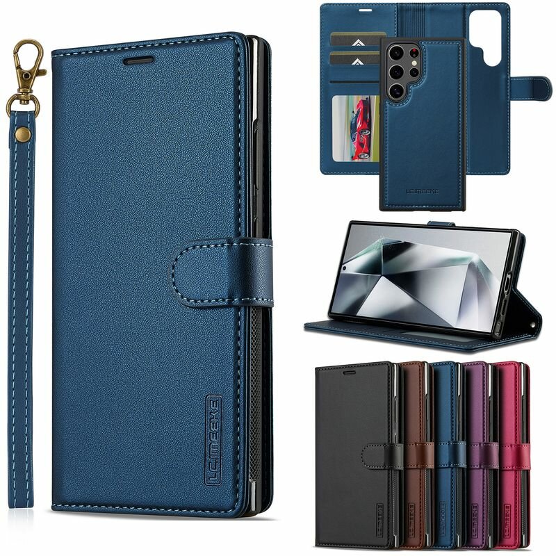 Чехол-книжка MyPads LCIMEEKE для Samsung Galaxy S24 Ultra (Самсунг Галакси С24 Ультра) 2 в 1 с ремешком на руку