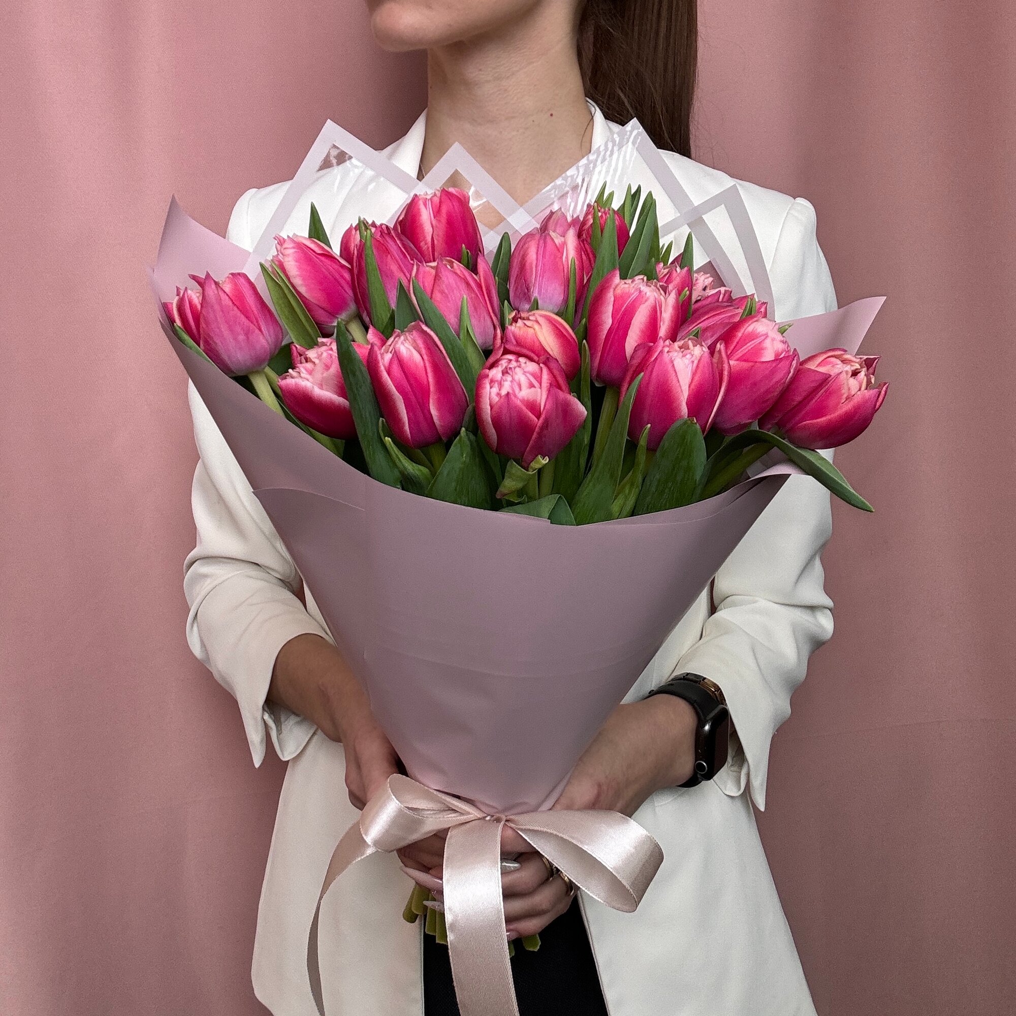 Букет пионовидных тюльпанов «Колумбус» 21шт. Ver Flowers