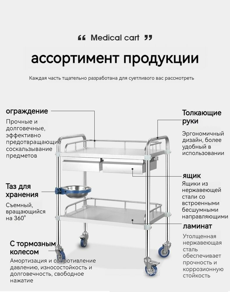 Столик инструментальный (мет/мет)