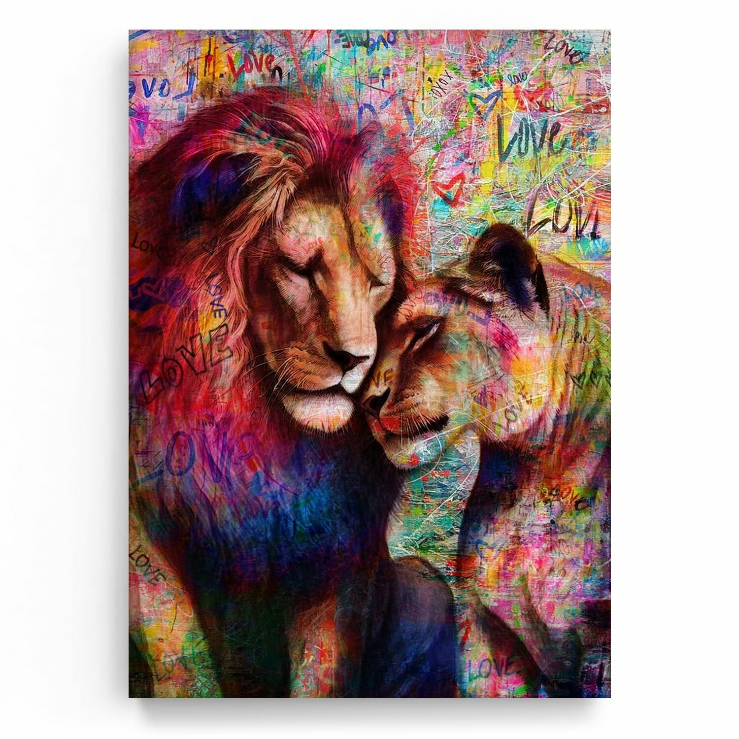 Картина со львом / постер Лев и львица, 40х60 см.