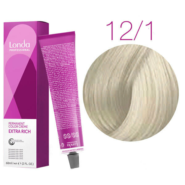 Londa Permanent Color Creme Стойкая крем-краска для волос 12/1 Специальный блонд пепельный, 60 мл