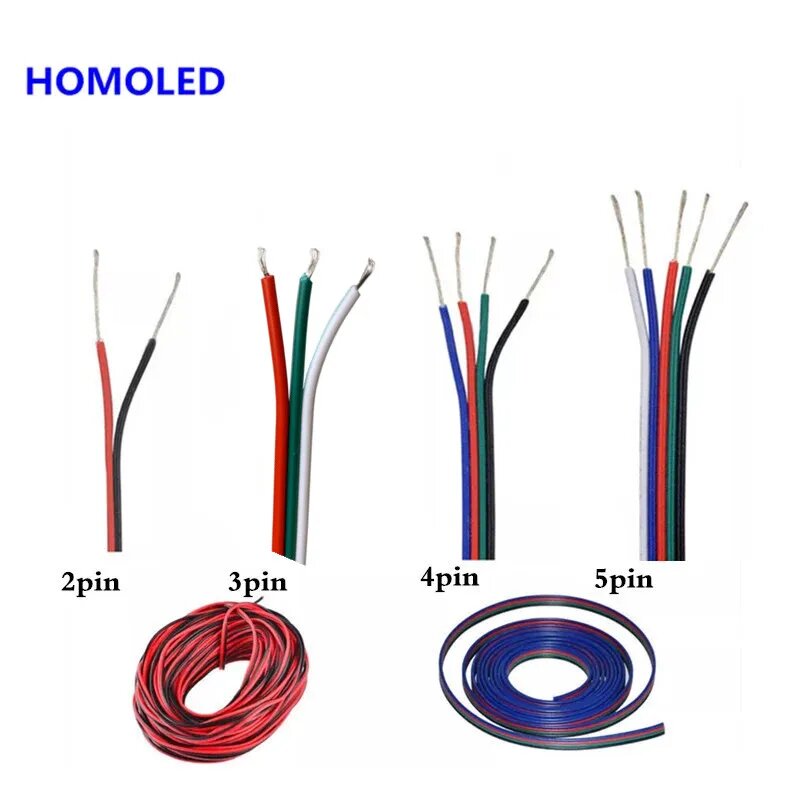 ASMTLED LED Wire 1-100 м RGB RGBW 5m, 5Pin Wire