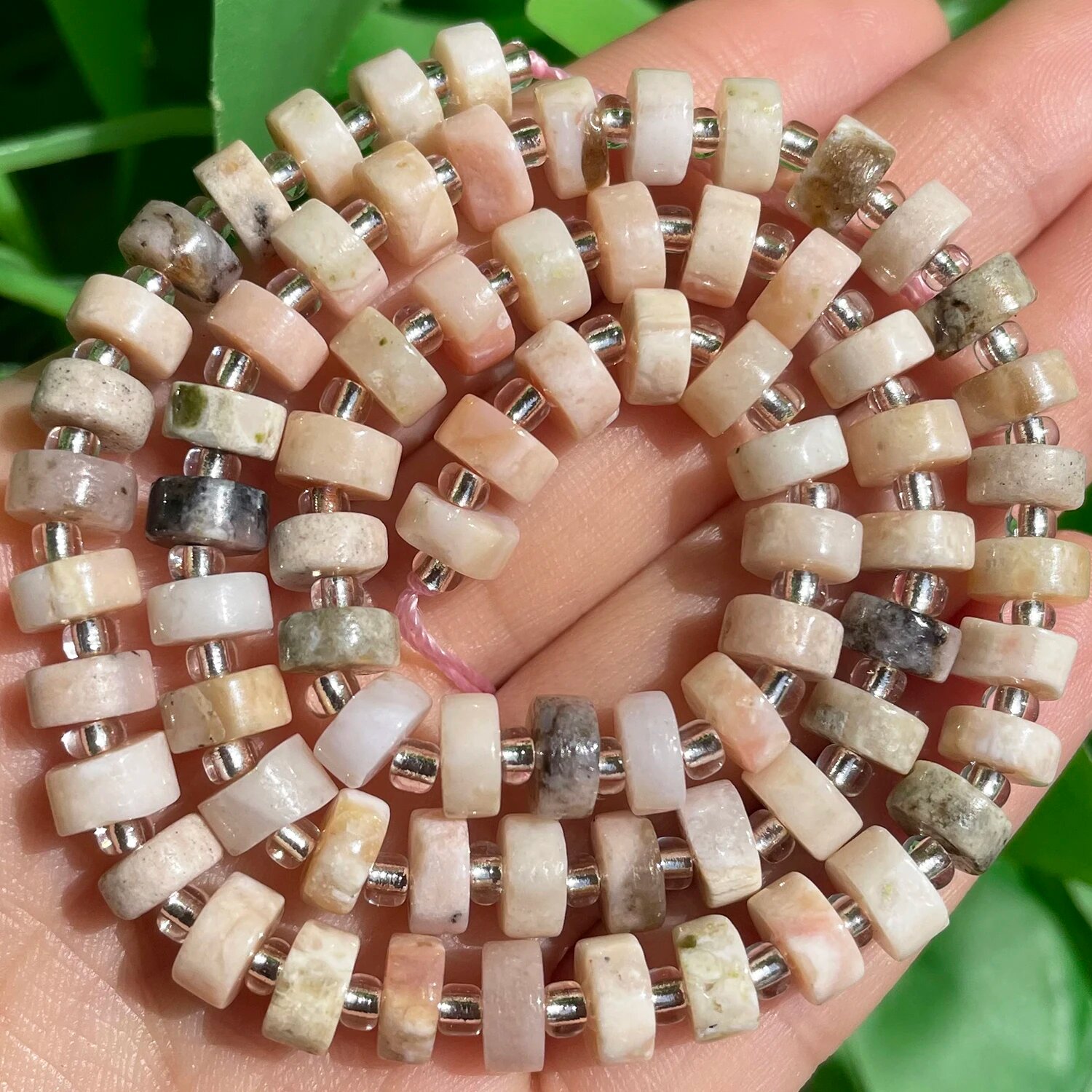 Натуральный камень, аквамарин, лазурит, лабрадорит, опал, рондель, бусины-разделители для изготовления ювелирных изделий, аксессуары для браслетов «сделай сам», 7,5 дюйма