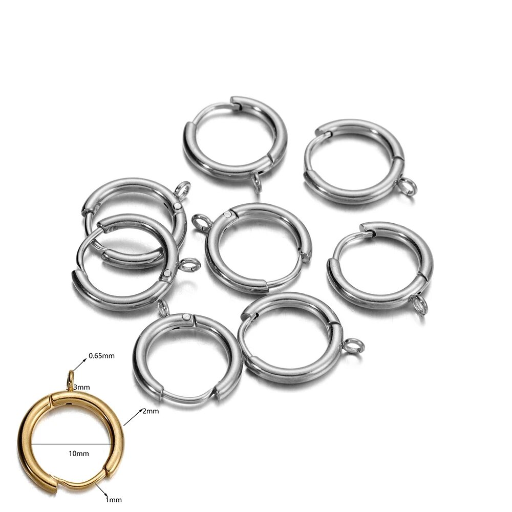 Крючки для сережек Huggie из нержавеющей стали, Steel Vertical, 10 шт.