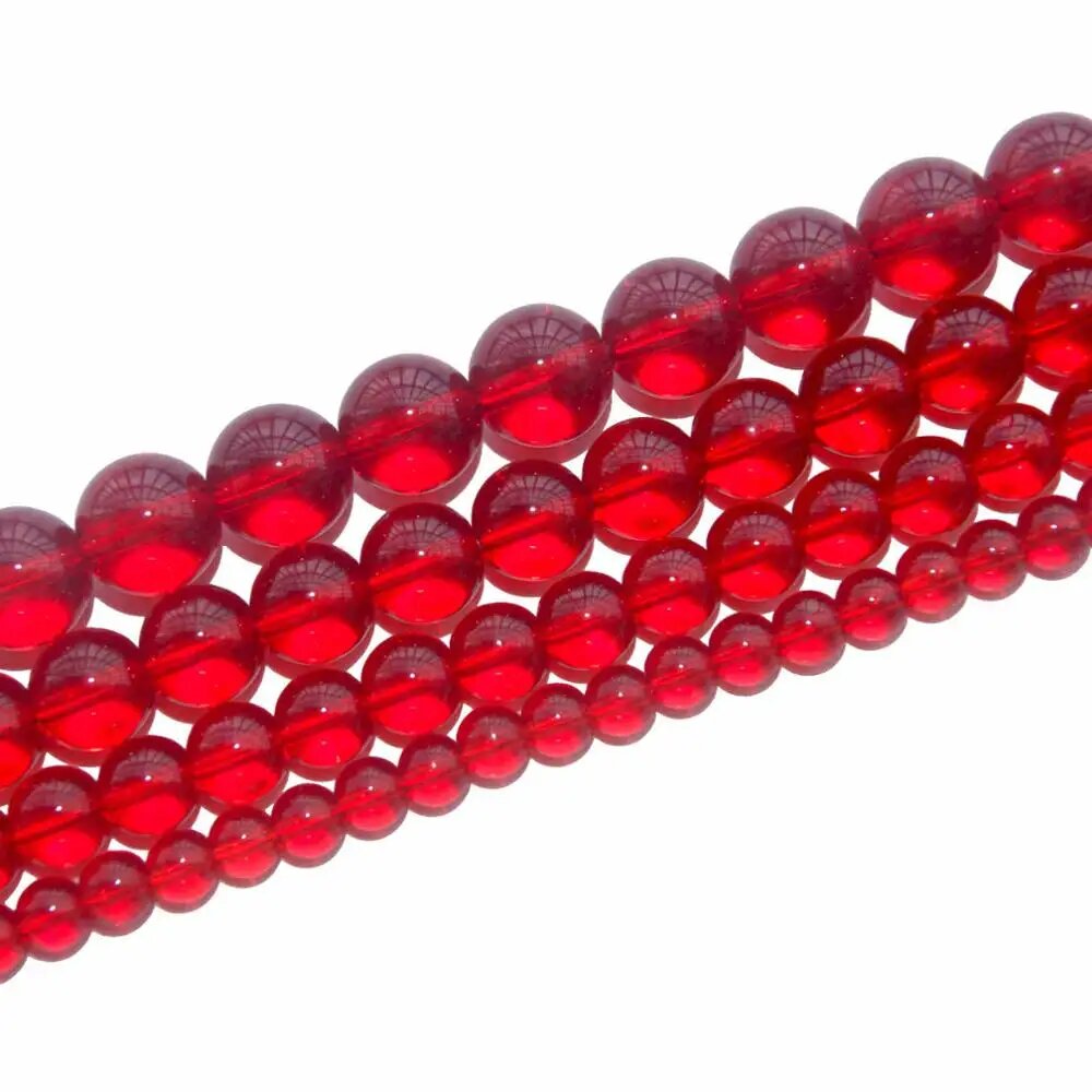 Круглые бусины агата, бирюзы и амазонита SYSRXLR 4/6/8/10/12 мм Красный, 4mm 95pcs beads, Red glass