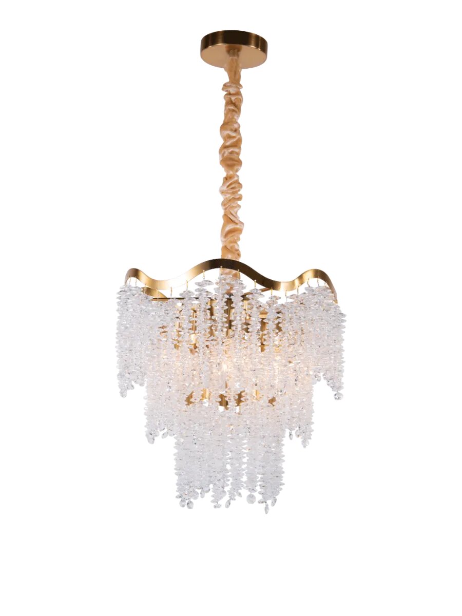 Люстра newrgy lighting 5655P/6A, латунь, прозрачный кристалл, цоколь Е14, 60 Вт, свет нейтральный белый, для гостиной