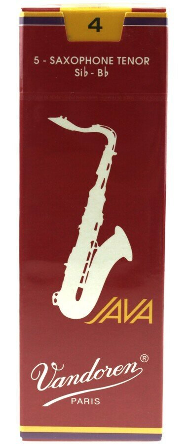Трости для тенор-саксофона Sib - Bb размера 4 (5 шт.), SR274R, JAVA FILED - RED CUT, Vandoren, Франция