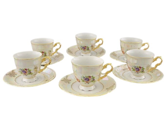 Набор кофейных пар 150 мл на 6 персон 12 предметов, Перламутр, Соната 07160414-0656, Leander